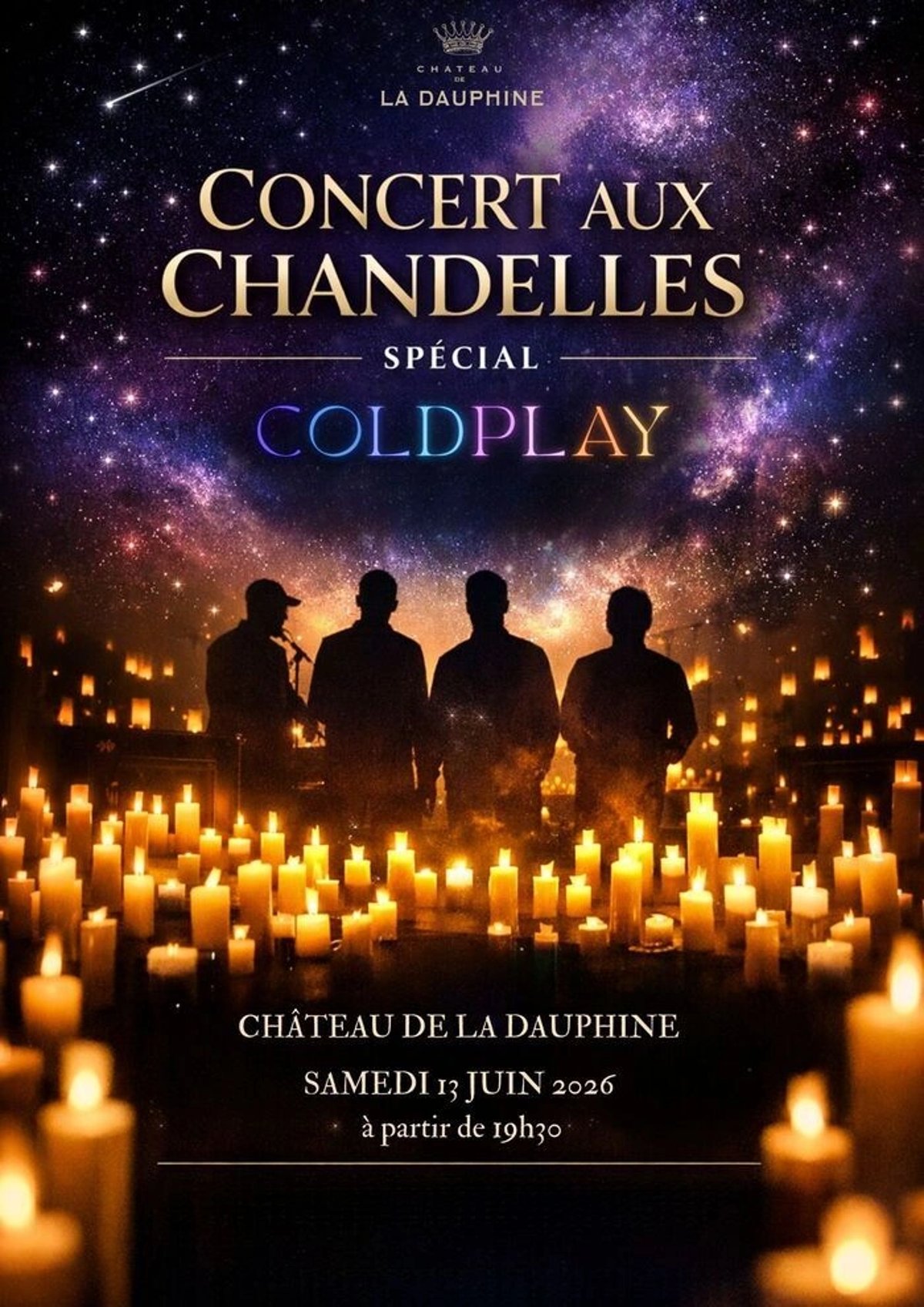 Concert aux chandelles Coldplay à Fronsac — 13 juin 2026